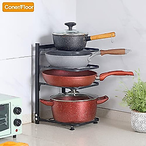 AJSWISH Pots and Pans Organizer for Cabinet, Heavy Duty Pot Organizer Rack for Under Cabinet, Adjustable and Snap-on Pot Rack for Kitchen Organization & Storage- 3 Tier