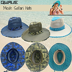 Qwave Safari Hats - Packable Mesh Sides Fishing Hat - 3 Color Options - Outdoors Tribe Sun Hat for Women or Men, Teal