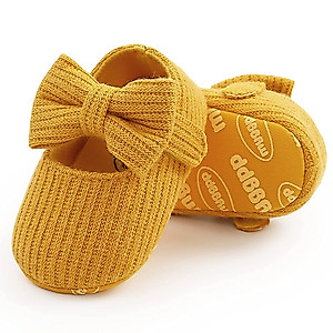 QWZban Baby Girls Mary Jane Flats with Bowknot Soft Newborn Infant Crib Shoes Wedding Party Dress Shoes First Walkers