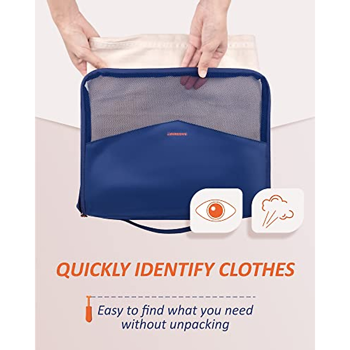 BAGSMART Packing Cubes for Suitcase, 8 Set Travel Packing Organizers Cubes, Lightweight Travel Cubes with Laundry Bag, Durable Luggage Suitcase Organizer Bag Set with Shoe Bag Blue