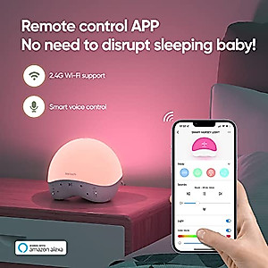 bonoch Baby Sound Machine, Night Light, OK-to-Wake Clock, Time-to-Rise Sleep Trainer, White Noise Machine for Sleeping Baby, 25 Sounds for Kid Adult, Timer, Dimmable & APP & Voice Control with Alexa