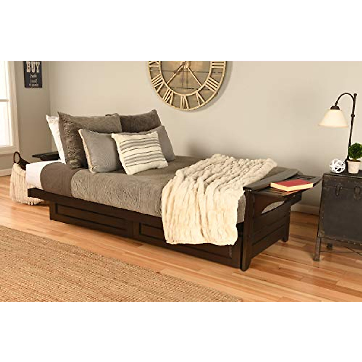 Kodiak Furniture Phoenix Frame with Suede Fabric Mattress in Espresso/Gray