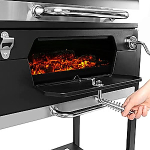 Royal Gourmet 24-Inch Charcoal Grill with Foldable Side Table, 490 Square Inches Heavy-duty BBQ Grill, Perfect for Outdoor Picnics Patio Garden and Backyard Grilling, Black,CD1824G