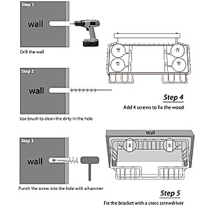 Ironing Board Holder Wall Mount, Ironing and Iron Board Hanger Wall Mount with Shelf, Metal Iron Holder Wall Mount with Storage Wood Base & Removable Hooks, Iron Board Hanger for Laundry Room by DB