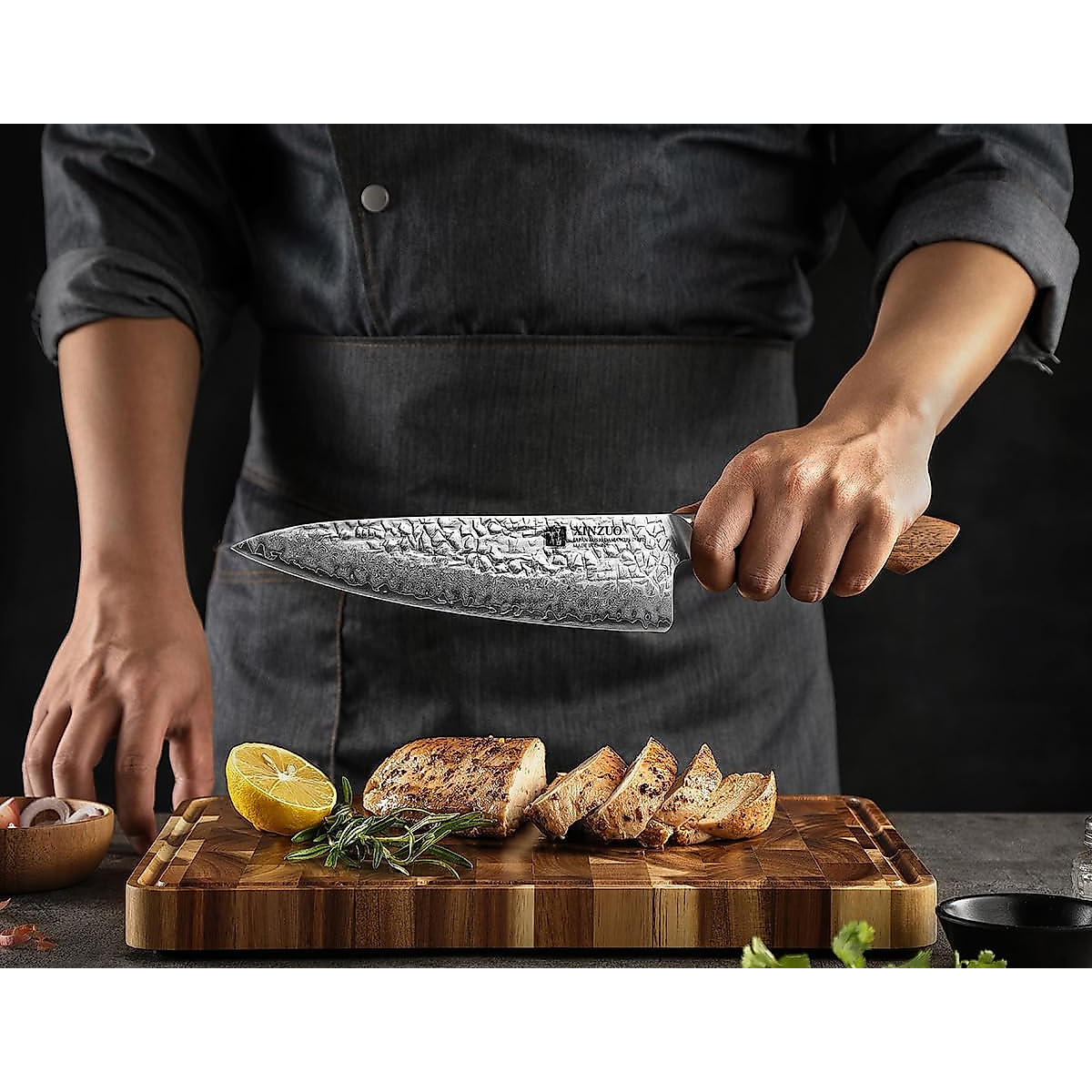 XINZUO 8.3 Inch 67 Layers Damascus Steel Chef Knife, Hand Forged Japanese AUS-10 Steel Gyuto Chef Knife,Walnut Black Walnut Handle,Full Tang, Razor Sharp,Exquisite Box Package