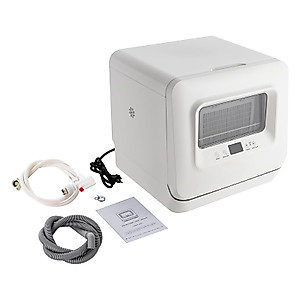 Portable Countertop Dishwasher 5 Washing Programs Mini Dishwasher with Drying and Connected Tap, Compact Dishwasher for Apartment, Dorm, Office, Boat, RV, Kitchen