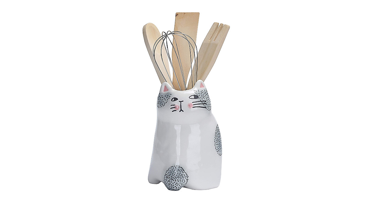 Bico Cartoon Cat Utensil Holder - Handpainted & Safe