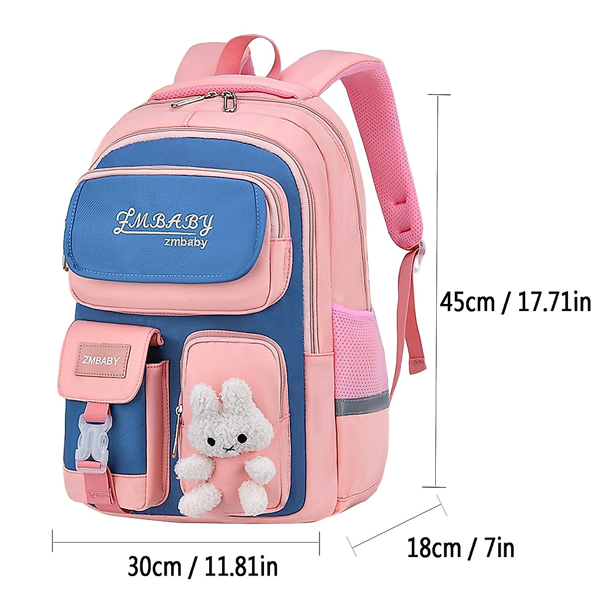 WYCY School Backpacks for Girls Large Bookbags for Teen Girls Cute Book Bag Bunny Kawaii Backpack (Pink)