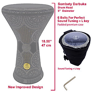 The Gawharet El Fan 18.5" Darbuka Doumbek Drum Sombaty Size With Real Blue Mother of Pearl (Sea Star)