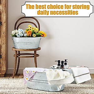 6 Pieces 4 Gallon Large Ice Buckets Beverage Tubs for Parties Galvanized Metal Drink Tin Bins for Beer Wine Champagne Cocktail Cooler for Christmas Halloween Wedding Bar (Silver,Novel)