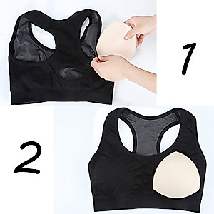 SERMICLE Bra Inserts 4 Pairs, Bra Pads Sewed Stitched Removable for Sports Bra B/C,C/D & D/E Cup Optional (Beige Triangle, B/C Cup)