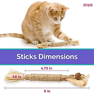 RYERCAT Silvervine Sticks for Cats - All-Natural Cat Chew Toy for Aggressive Chewers, Kitten Teething, and Dental Health - Silvervine Cat Toy for Hours of Fun and Relaxation (5 Pack)