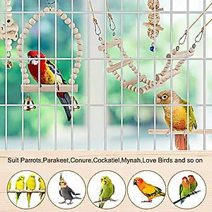 Bird Parrot Swing Toys, Chewing Standing Hanging Perch Hammock Climbing Ladder Bird Cage Toys for Budgerigar, Parakeet, Conure, Cockatiel, Mynah, Love Birds, Finches and Other Small to Medium Birds