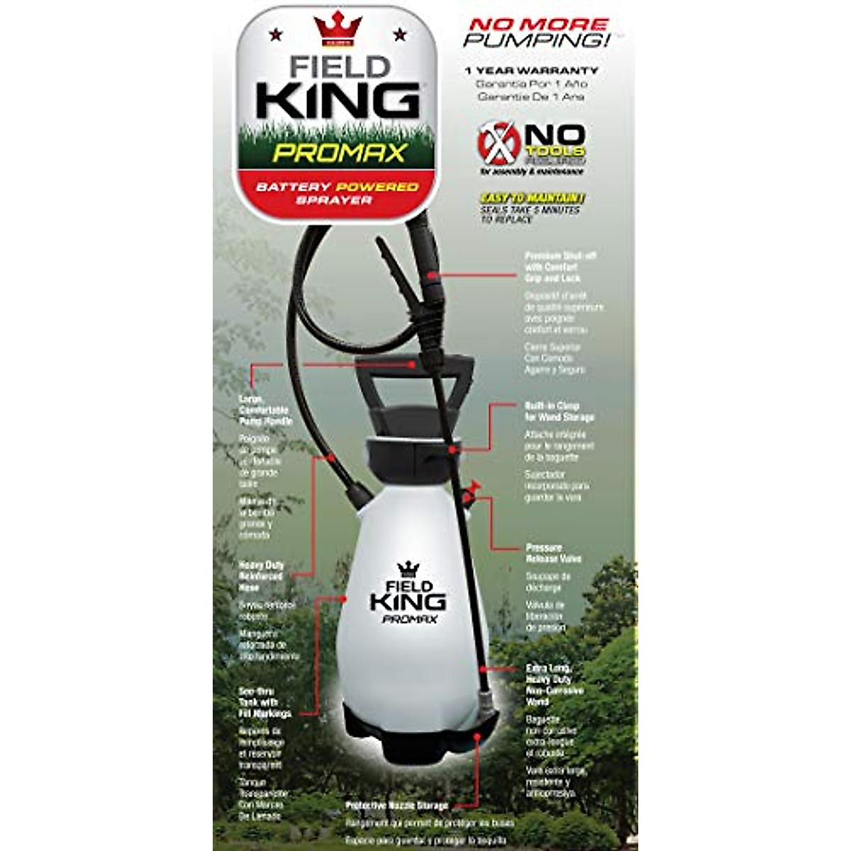 Field King 190571 Lithium-Ion Battery Powered Pump Zero Technology Sprayer, 2-Gal, White