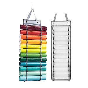 Chemlliy Vinyl Roll Holder 12 Compartments Vinyl Storage Organizer Hanging Vinyl Storage Rack Craft Vinyl Roll Organizer Wall Mount