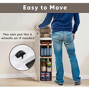 tonchean 3 Tiers Slim Bathroom Storage Cabinet,Already Assembled Waterproof Narrow Bathroom Toilet Organizer Mobile Slim Storage Cart with Wheels Clear Drawers for Small Space Gap Corner