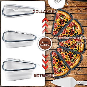 Pizza Storage Container, Expandable Folding Silicone Pizza Storage Container with 10 Microwave Trays, Pizza Pan Organizes to Save Space (Pack of 2) White