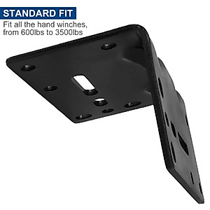 Universal Winch Mount Bracket, Heavy Duty Right Angle Mounting Winch Bracket, 5MM / 3/16INCH Thickness Solid Steel Hand Winch Bracket Winch Mounting Plate for Trailers, ATV, Trucks and Vehicle
