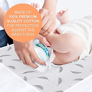 Kushies Deluxe Waterproof Changing Pad Liners - 20 x 30 inches Baby Changing Table Pad Covers - Baby Changing Pads in Grey Scribble - Diaper Changing Pad Cover Waterproof for Changing Station