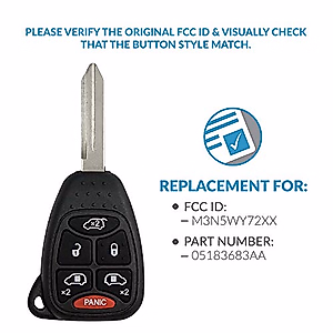 Keyless2Go Replacement for Keyless Entry Remote Car Key Vehicles That Use 6 Button M3N5WY72XX