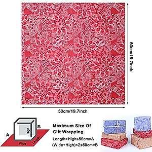 Kavoc 60 Sheets Paisley Blue Red Gift Tissue Paper,20" x 20" Brown Boho Wrapping Art Tissue Paper for Western Cowboy Theme Party Decoration (Red)