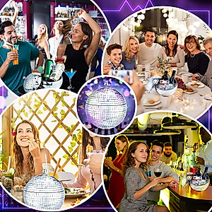 Hoolerry 2L Disco Ice Bucket Ice Storage with Lid Ice Barrel Trendy Double Insulated Stainless Steel Bucket 70s 80s 90s Theme Disco Party Supplies Kitchen Bar Stuff Retro Party Accessories