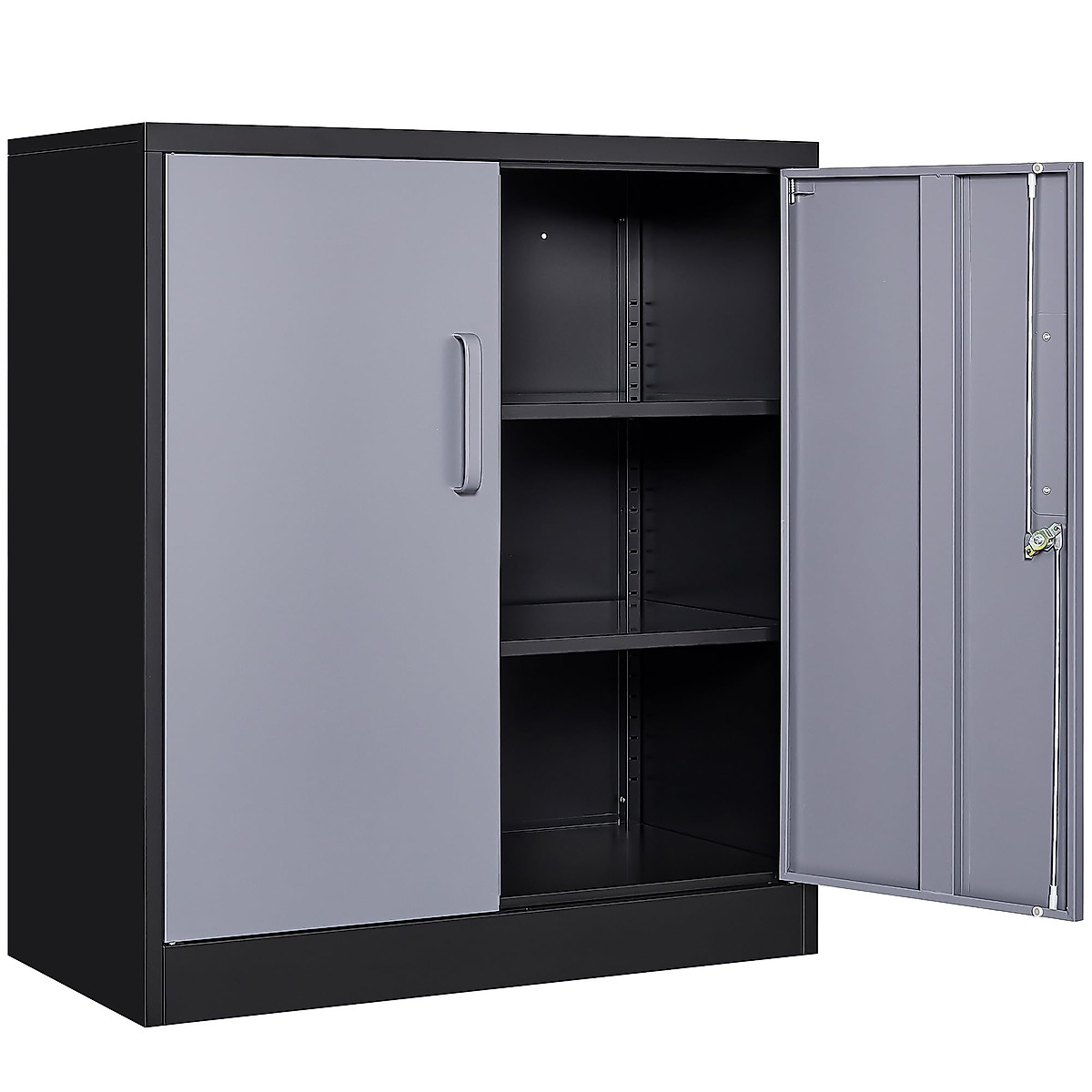 SISESOL Storage Cabinet with Doors and Shelves,Metal Storage Cabinet with Locking Doors,Small Metal Cabinets with Lock,Gray Garage Cupboard for Home Office,Garage,Shop