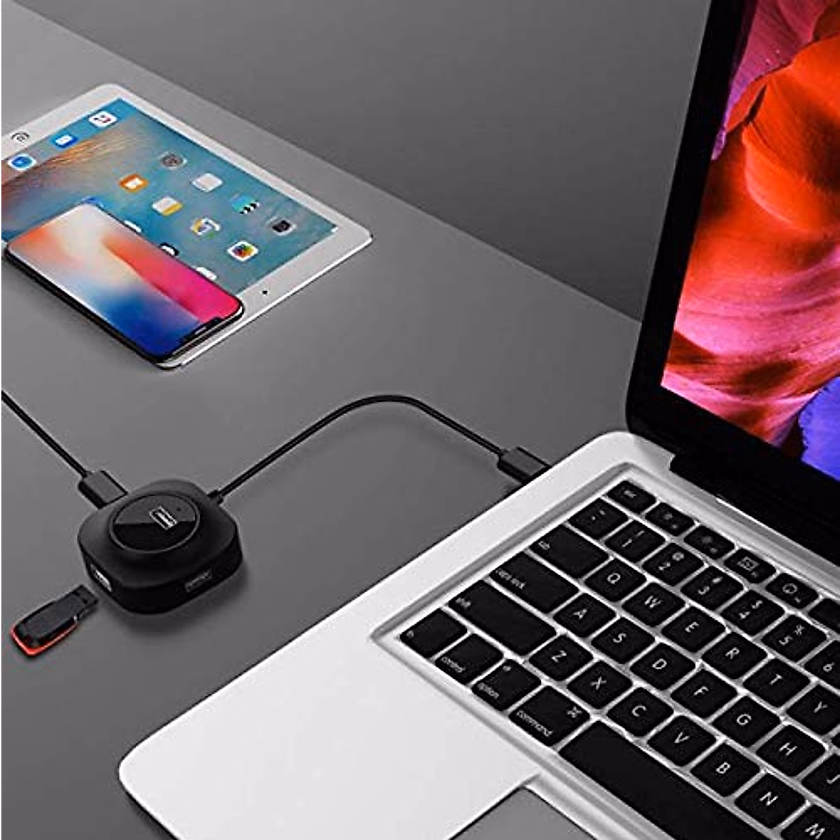 USB Hub, FLYEER 4 Port USB 3.0 Hub, Ultra Slim Portable Data Hub Applicable for i-Mac Pro, MacBook, Mac Mini/Pro, Surface Pro, Notebook PC, Laptop, USB Flash Drives, and Mobile HDD