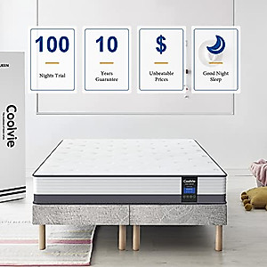 Coolvie Twin XL Mattress, 10 Inch Twin XL Hybrid Mattress, Individual Pocket Springs with Memory Foam Layer Provide Pain Relief Motion Isolation & Cool Sleep, Bed in a Box, 2023 New