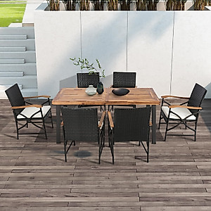 Tangkula Patio Wicker Chair Set of 2, Outdoor PE Rattan Chairs w/Soft Zippered Cushion, Heavy-Duty Metal Frame & All-Weather, for Backyard, Balcony (Set of 2, Off White)