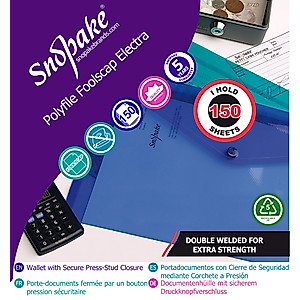 Snopake Foolscap Polyfile Popper Wallet with Press Stud - Electra Assorted [Pack of 15] Ref: 14756RY - [Amazon Exclusive]
