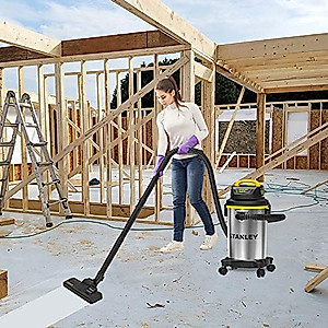 Stanley Wet Dry Vacuum 4 Gallon, 4 Peak HP Shop Vacuum Portable Stainless Steel Multifunction for Job Site, Garage, Basement, Workshop