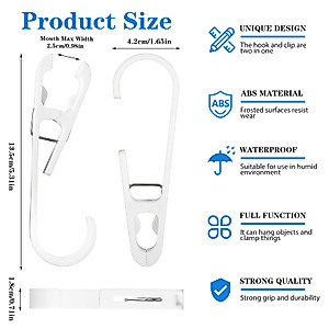 GEEHUA Laundry Hooks with Clips, Portable Towel Hanging Clip Clothes Pins Bra Clips Closet Orangizing Clips Hat Clip Durable Curtain Boot Hangers Clip for Travel Pants Socks Handbags(White)