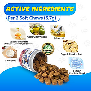 ColEzae Allergy Relief for Dogs, Anti-Itch Chew Treats for Dry Skin, Itchy Paws, Licking, Seasonal Allergies, Omega 3 and Herbal Supplement