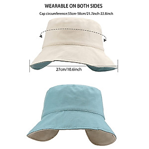 Taidor Ponytail Sun Bucket Hats for Women Beach Cap Fisherman Hat Beige