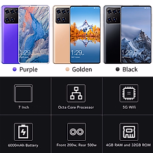 FOSA 7 Inch Android Smart Tablet Dual Band Tablet PC, 7 Inch HD Touch Screen 5 Point Touch, 4GB 32GB, Octa Core CPU, 6000mAh, HD Camera Tablet for Music Video Game