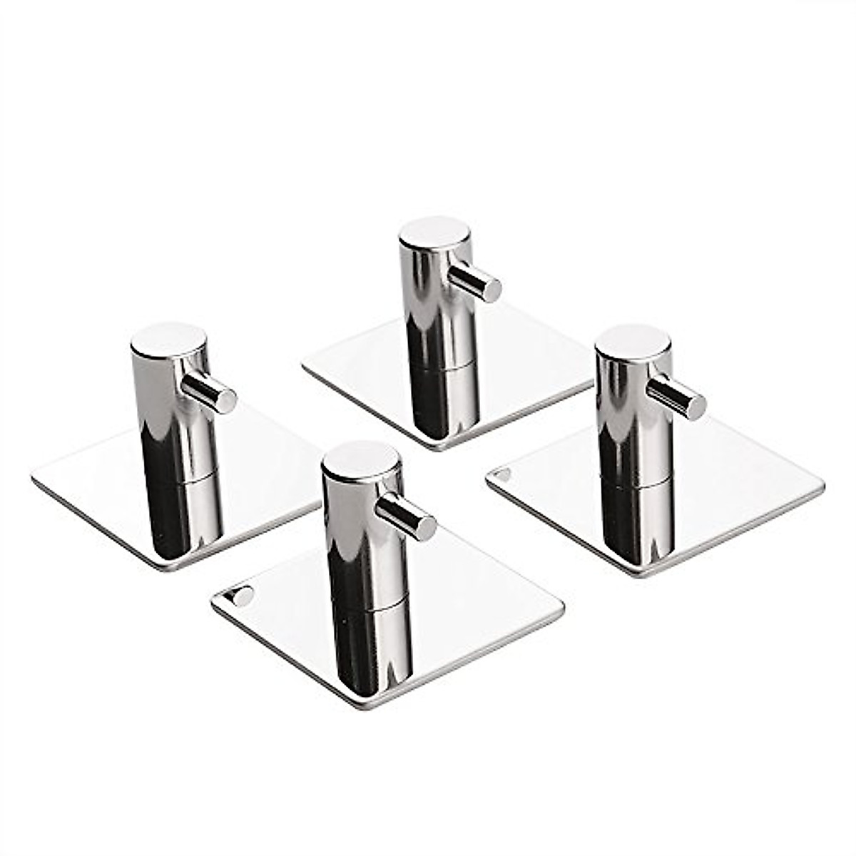 Celbon 4PC Bath Towel Hook Self Adhesive Black Sticky SUS 304 Stainless Steel Robe Hooks Robe Hook Heavy Duty Door Hooks Hanger for Bathrooms,Kitchen,Lavatory Closet (4PC, Chrome Square)… (2PC)