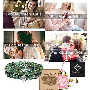 Healing Bracelets for Women - African Turquoise Bracelet - Healing Prayers Crystal Bracelet, 8mm Natural Stone Anti Anxiety Stress Relief Yoga Beads Get Well Soon Gifts