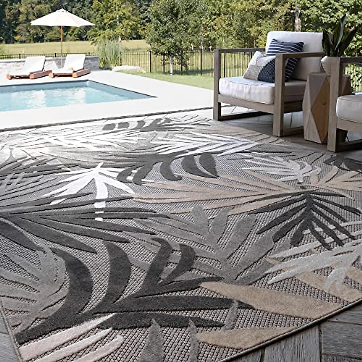 Jute Water Resistant Indoor Outdoor Rug 5x7 - Modern Outdoor Rugs for Patio, Entryway, Deck, Porch, Camping, RV - Outside Area Rug