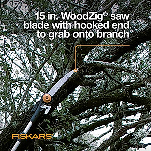 Fiskars Chain Drive Extendable Tree Pruner and Pole Saw - 7'-16' Extendable Tree Trimmer Gardening Tool - Orange