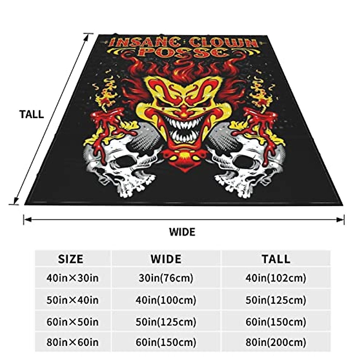 Insane Hip Clown Hop Posse Throw Blankets Flannel Blanket Lightweight Throw Blanket for Couch Bed Soft Warm Cozy 80"x60"
