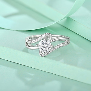 Blaniy Promise Rings 925 Sterling Silver 6mm Round Cut Engagement Ring Wedding Eternity Anniversary Ring Simulated Diamond April Birthstone Jewelry for Women Size 8