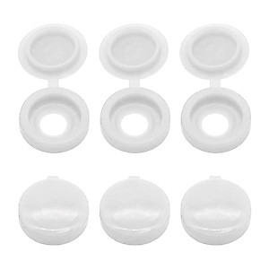 Glvaner M4 (80 pcs) White Color Collated Screws Caps Hinged Screw Cover Caps with 20 PCs #8 x 1-1/4" (4.2 x 32mm) Flat Head Wood Screws Stainless Steel 304 (18-8) for TV or Furnitures