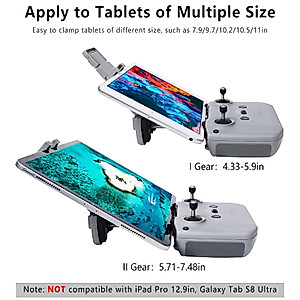 No Disassembly Tablet Holder for DJI Flip/Neo/Mini 4K/ Mini 2 SE/Air 3/ Mini 3/ Mini 4 Pro, 7-12 Inch Foldable iPad Mount Holder Pack of Lanyard and 2 Cables, DJI RC-N1/RC-N2/RC-N3 Accessories