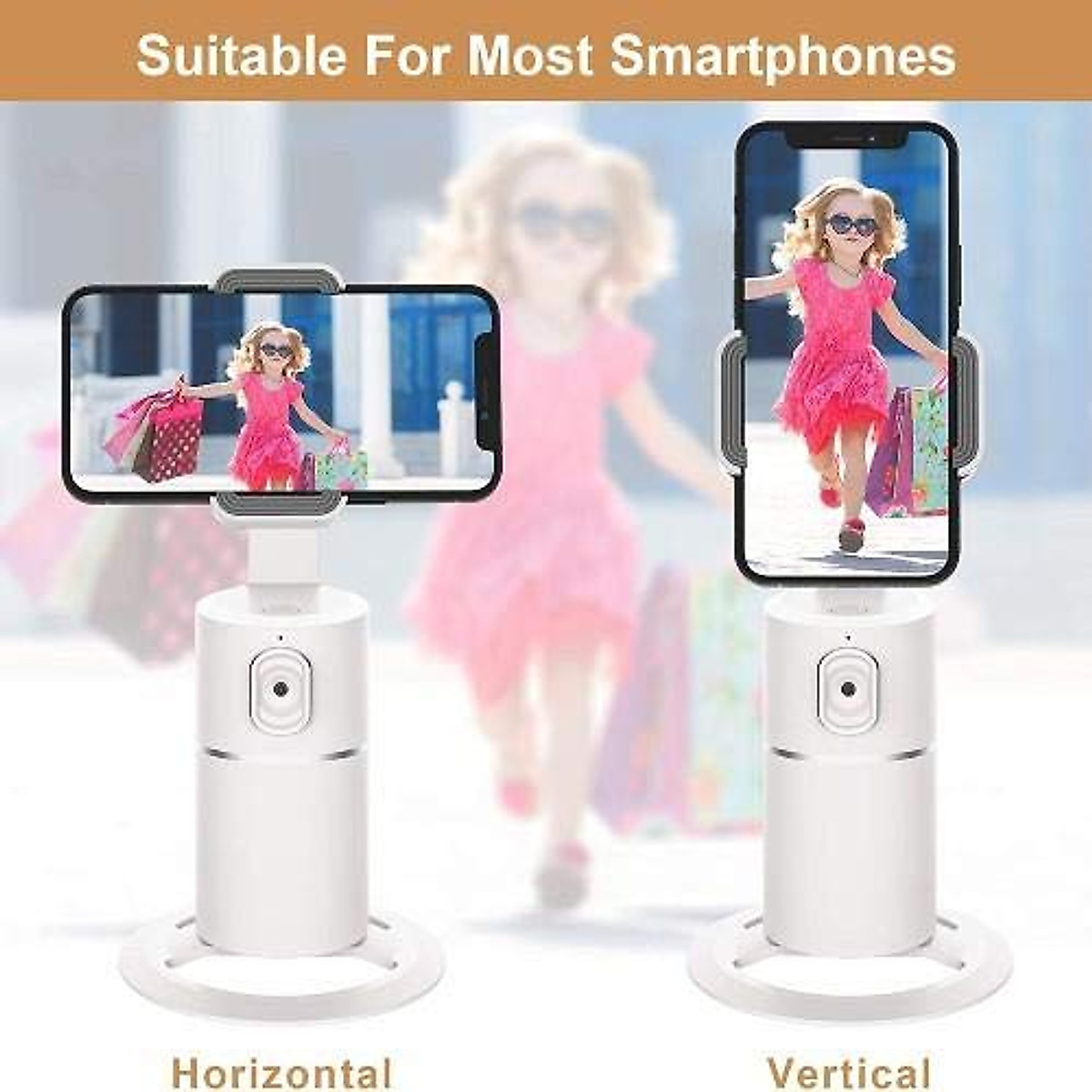 BoxWave Stand and Mount Compatible with Yezz Liv 1s (Stand and Mount by BoxWave) - PivotTrack360 Selfie Stand, Facial Tracking Pivot Stand Mount for Yezz Liv 1s - Winter White