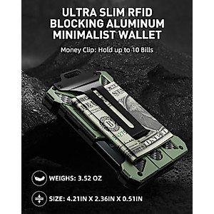 Keymarx Metal Wallet for Men Minimalist Wallet with Clear ID Card Holder Slim RFID Blocking Front Pocket Carbon Fiber Wallet Money Clip Tactical Wallet Gift for Men