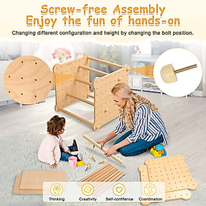 Dripex Toddler Climber, 5 in 1 Cube Climber with Reversible Slide Montessori Kids Jungle Gym and Toddler Climbing Toys Indoor Outdoor for Age 1-3