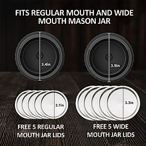 Vacuum Jar Sealer, Mason Vacuum Sealer Kit, Electric Mason Jar Vacuum Sealer for Wide Mouth and Regular Mouth Mason Jars, Comes with 10 Lids (Black)