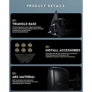 OCPTY Tow Towing Mirrors Manual Telescoping Side Door Mirror for 1999-2007 Silverado Sierra (07 Classic Models), 2000-2006 Suburban Tahoe Yukon XL Yukon Pair Set Black View Mirror