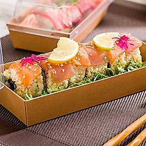 XIAOHONG 50 Pack Paper Charcuterie Boxes with Clear Lids, 7.5'' Brown Disposable Food Containers Bakery Boxes for Sandwich,cake roll, Hot Cocoa Bombs, Strawberries, Cookies